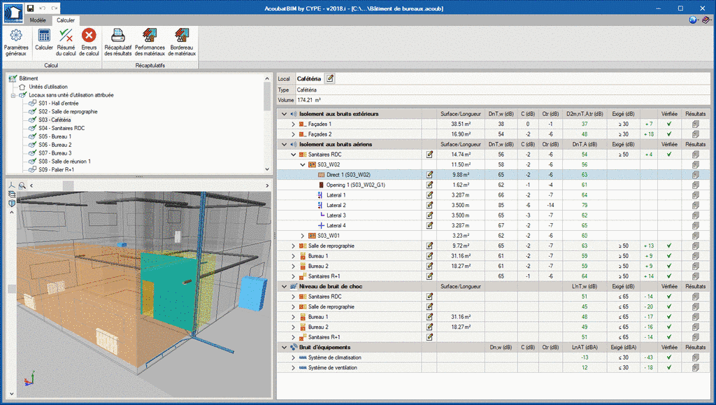 Logiciel de calcul acoustique - CSTB - AcoubatBIM